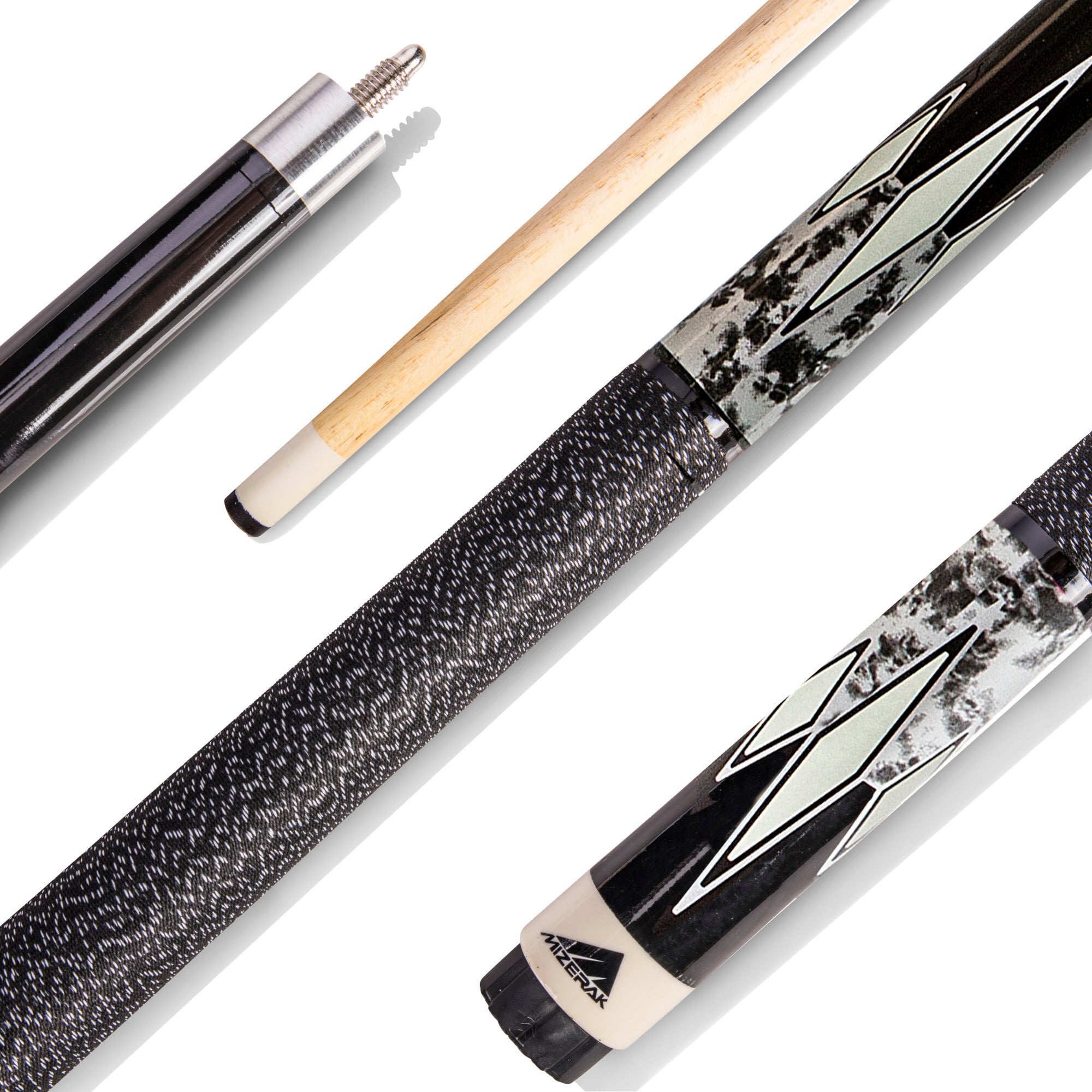 57" Premium Two-Piece Hardwood Cue - Silver | Escalade Sports